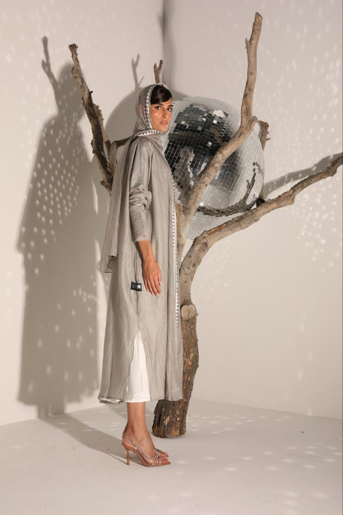Silver Mist Elegance Abaya — Elna Line