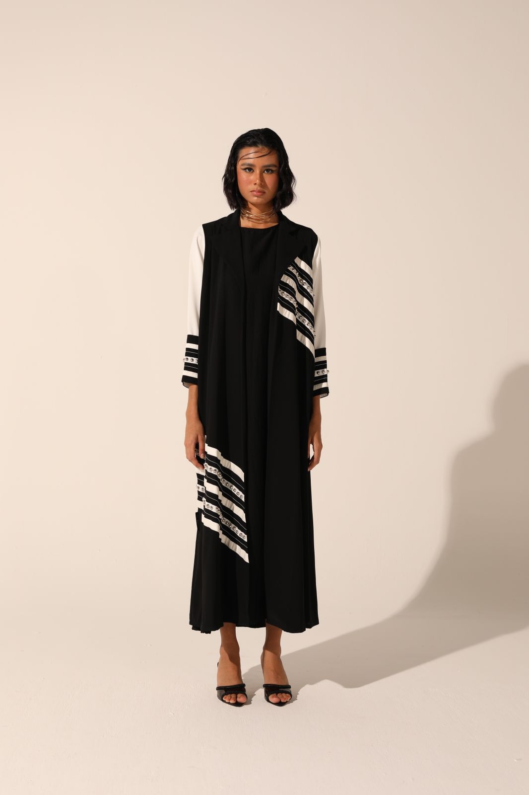 Contrast Embellished Abaya — Elna Line