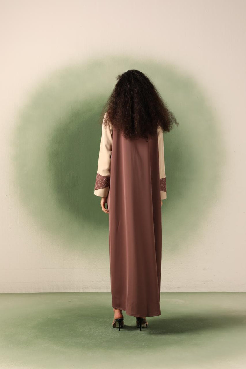 Cocoa Two Tone Abaya - Elna Line